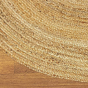 Super Area Rugs All Natural Soft Jute Braided Hand-Woven Rug Natural Beige 2' X 3' Oval