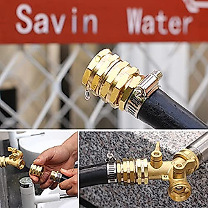 YELUN Solid brass Garden Hose Fittings Connectors Adapter Heavy Duty Brass Repair Male to Male, Female faucet leader coupler dual water hose connector (3/4" GHT Double Male Double Female 4 Pcs)