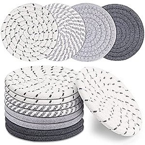 Lezmarket 8 Pcs Coasters for Drinks Absorbent, 4 Colors Absorbent Drinks Coasters , Minimalist Cotton Woven Coaster Set for Home Decor Tabletop Protection Suitable for Kinds of Cups, 4.3 Inches.