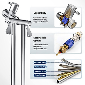 Shower Head with Handheld, MUFECO 8'' All Metal Rain Shower Head High Pressure Dual Square Shower Head Combo with Adjustable Extension Arm and 3 Spray Settings Anti-leak with Holder/Hose
