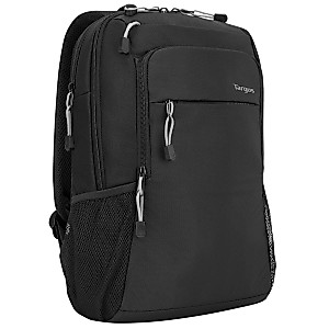 Targus Intellect Advanced Laptop Backpack for Lightweight Water-Resistant Slim Travel with Padded Back Support, Quick Access Stash Pouch, Protective Sleeve for 15.6-Inch, Black (TSB968GL)