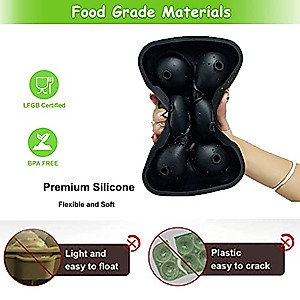 Hocerlu Ice Cube Trays (Set of 2), Silicone Sphere Ice Cube Mold with Lid & Large Square Ice Tray - Melt Slowly and Less Dilution - for Whiskey, Cocktails and Homemade Freezer - Easy Release, Black
