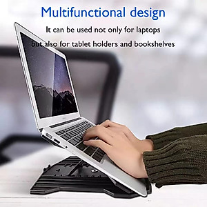kindream Laptop Stand: 10-18" laptops Such as MacBook Air, Pro, HP, DELL, etc., 360°Rotation Adjustable, Hollow Out for Cooling, Foldable and Portable, with Mobile Phone Stand, Office, Black