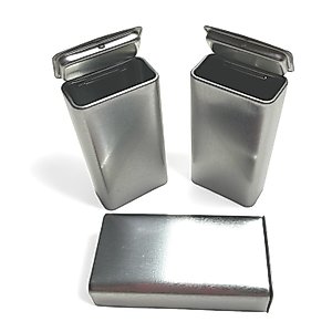 MagnaKoys Rectangular Silver Metal Hinged Lid Tin Containers (5 Pack)