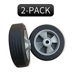 (2- Pack) Run-Flat Solid Rubber Replacement Tire 8" x 2'' with a 1/2" axle for Hand Trucks, Wheelbarrows, Dollies, Trolleys and More – Run Flat with 500 lbs Max Load