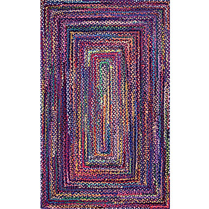 nuLOOM Tammara Bohemian Hand Braided Area Rug, 5x8, Blue