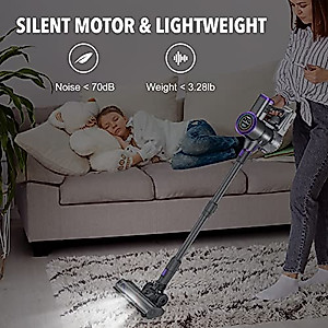 AIMILER Cordless Vacuum Cleaner, 450W Cordless Stick Vacuum with 33Kpa Powerful Suction, 55min Runtime, Detachable Battery, Self-Standing 6 in 1 Lightweight Vacuum for Hard Floor