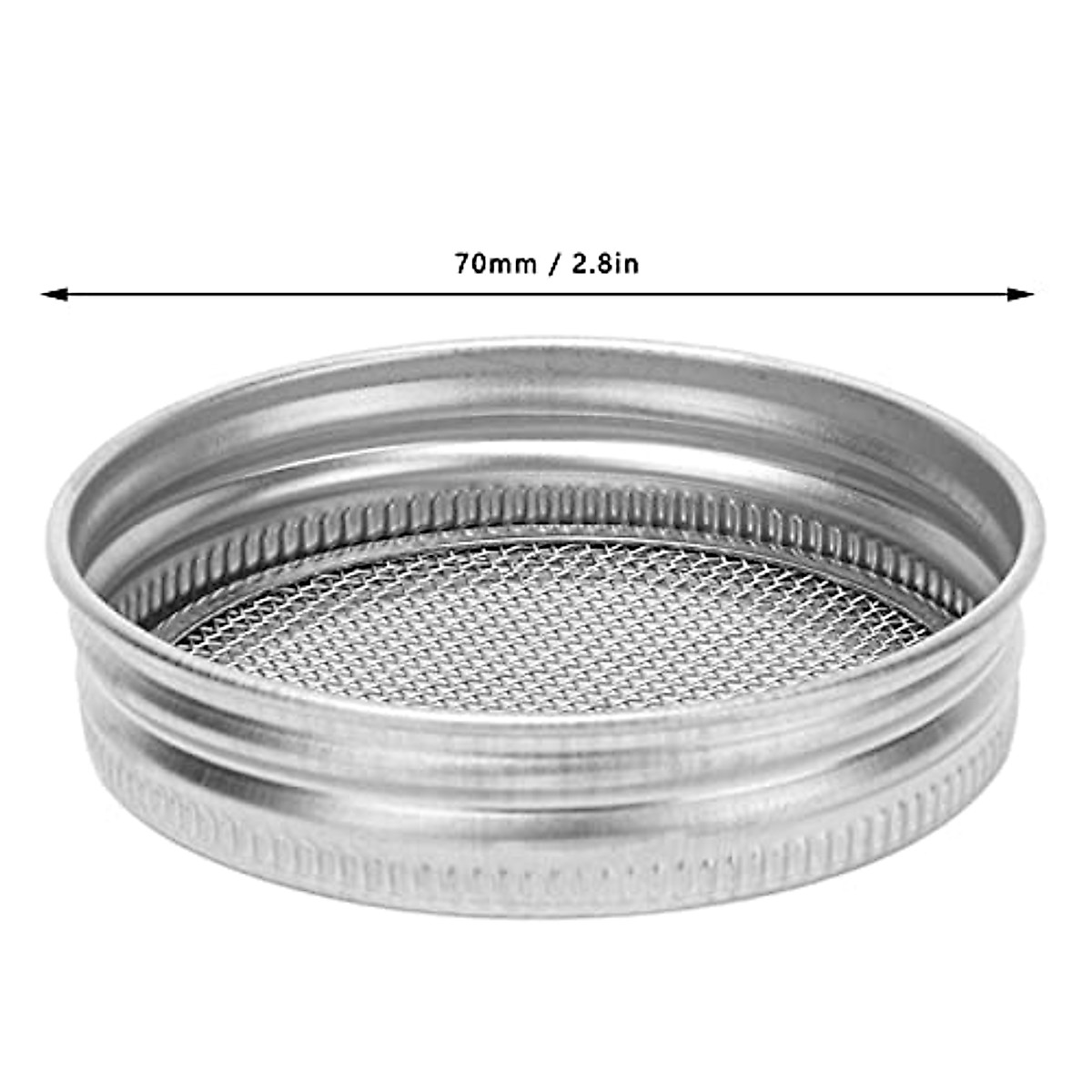 Canning Jar Lid Strainer Filter Lids Mason Jar 2Pcs Stainless Steel Accessory Cover Mouth Jars Sprouter for Sprouting Lid Regular Germination Kits (70mm)