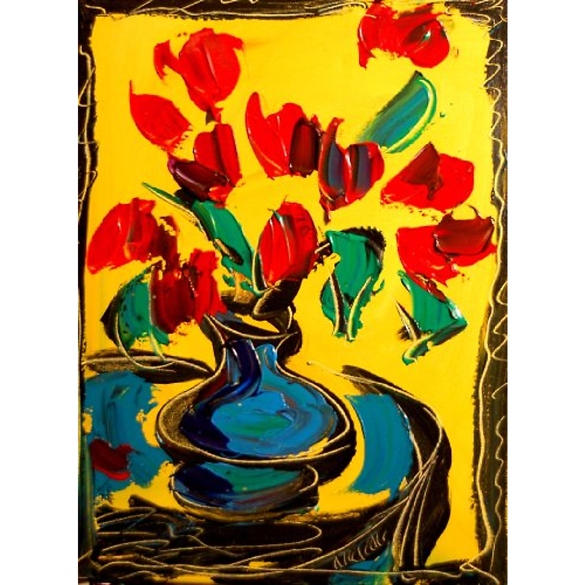 Modern Abstract Impressionist Art Deco - Oil Painting on Canvas- Signed with Certificate of Authenticity-size 18 x 24, Fine Arts, Stretched - Gallery Wrap - Ready to Display