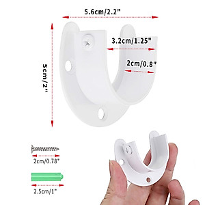 Shonmogar Closet Rod Bracket 6 Pack Closet Pole Brackets for Wall with Screws,Stainless Steel Rod Flange Holder for Closet Curtain White Closet Pole Holder Wall Mount for 1-1/4 Inch Pole