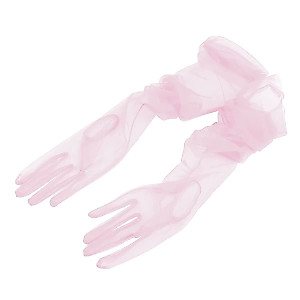 Howriis Women's Long Sheer Tulle Wedding Bridal Gloves Solid Color Elbow Length Opera Party Gloves (Pink, One Size)