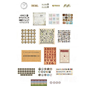 Vintage Washi Sticker Set English Character Digital Letter Self-Adhesive Sticker DIY Label for Art Craft Scrapbooking Personal Journaling Planner Diary Book Album Card