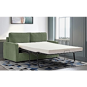 Container Furniture Direct Reversible Sleeper Sofa with Memory Foam Mattress, Comfortable and Durable Queen Size Bed Couch for Living Rooms, Upholstered with Corduroy Fabric, 70" Wide, Dark Green