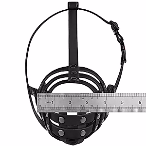 BRONZEDOG Pitbull Dog Muzzle Amstaff Waterproof Basket Breathable Mesh Stop Biting Chewing Adjustable Mask for Large Dogs (Black)