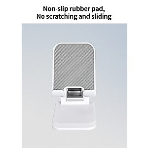 Ｓｍｈａｗｋ Cell Phone Stand, Angle Height Adjustable Cell Phone Holder with Silicon Pad for Desk Fully Forldable Mobile Phone Holder Compatible with All Mobile Phones, (White)
