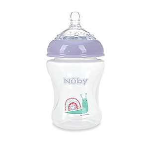 Nuby 3-Pack Infant Feeding Bottles with Slow Flow Breast Size Silicone Nipple: 0+ Months, 8oz, 3 Pack Set: Delicate Llama, Snail, Unicorn Prints