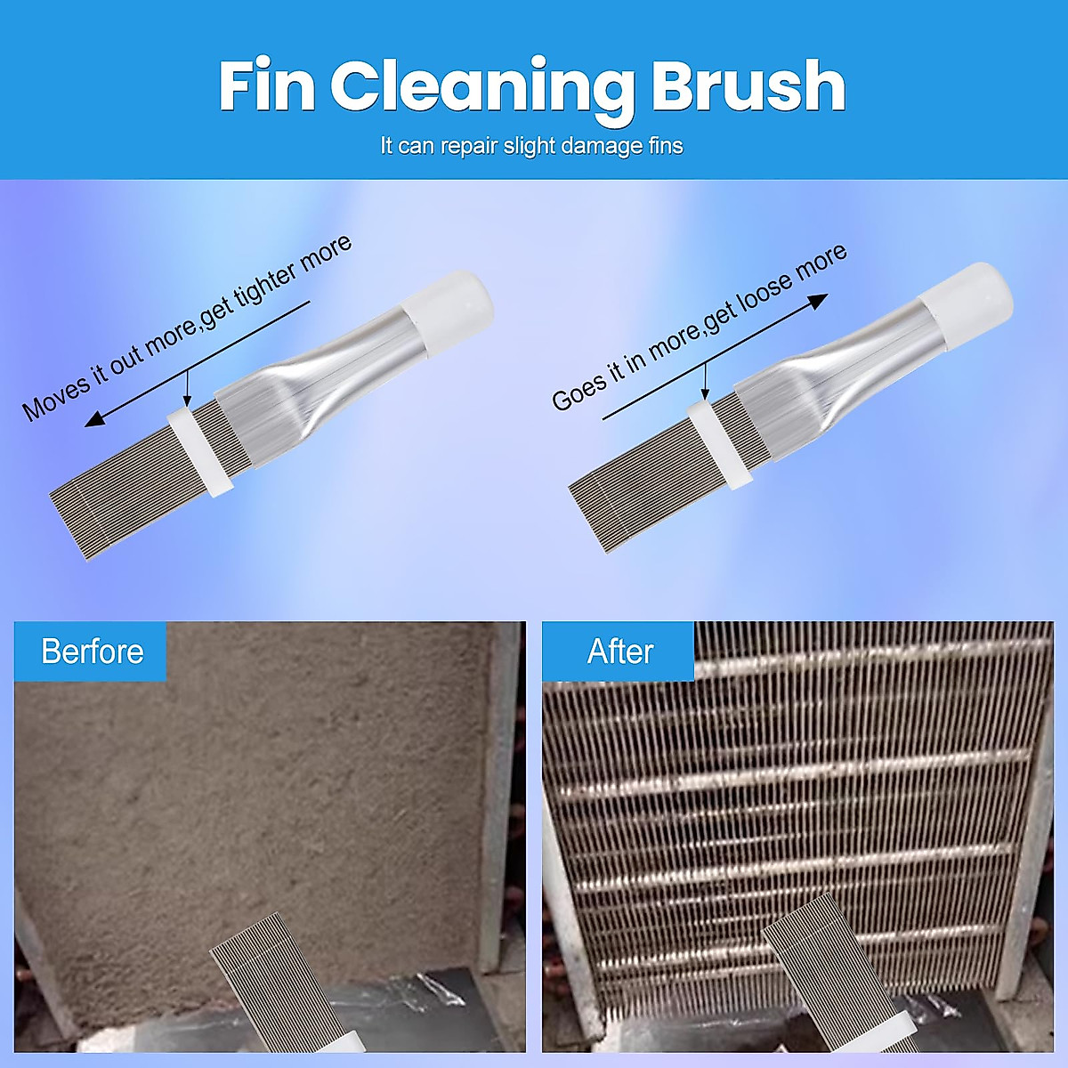 SUREPHON 6 PCS Air Conditioning Fin Cleaner Set, Air Conditioner Fin Comb Straightener Tool, HVAC Coil Cleaning Brush for AC Radiator Evaporator Maintenance Clean Tool