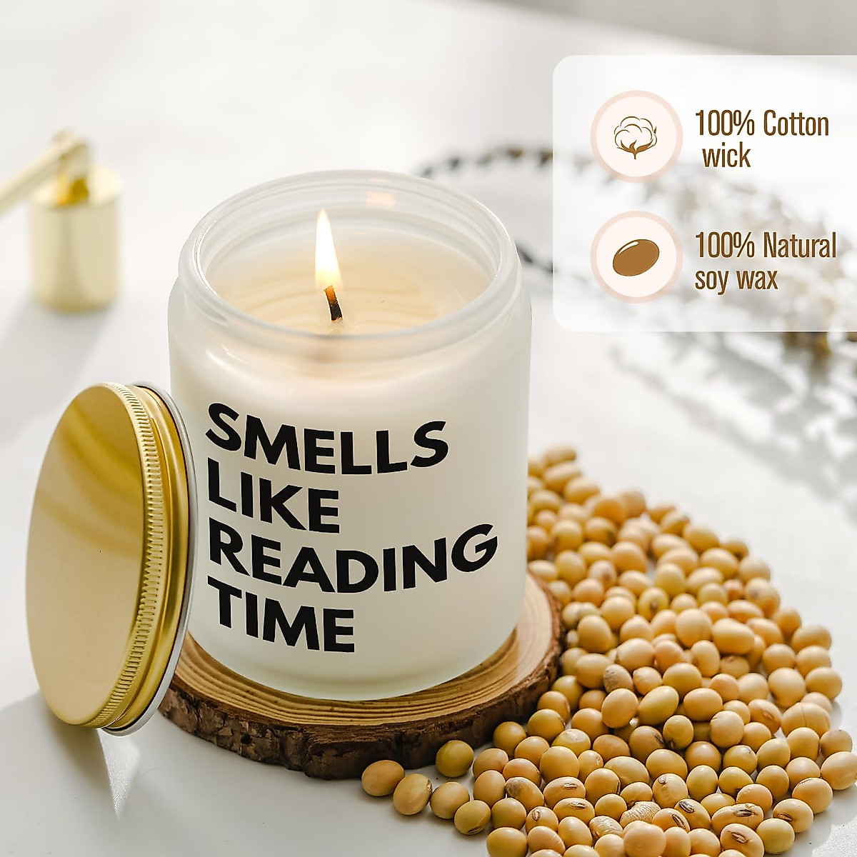Book Lover Candle - Gifts for Readers, Bookworm, Librarian, Booklovers - Funny Bookish Gift for Women Friends Sister Men for Birthday Christmas Reading Accessories Book Themed Book Lover Club Gift