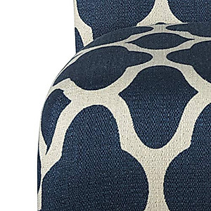 HomePop Upholstered Counter Height Barstool, 24-inch, Navy and Cream Geometric