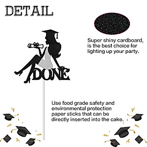 ShuanQ Done Cake Topper - Class of 2024 Graduation Party Decoration Cake Picks for Girls - Congrats 2024 Grad Sign Party Decor - High Scool College Graduation Party Supplies