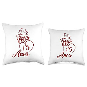 Quinceanera 15th Birthday Apparel Quinceanera Mis 15 Anos 15th Quince Birthday Throw Pillow, 18x18, Multicolor