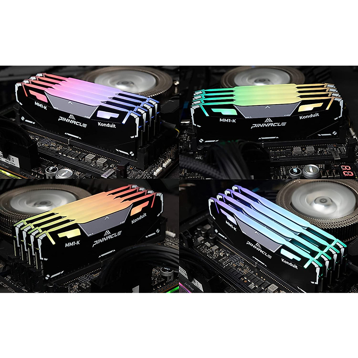 Timetec Pinnacle Konduit RGB DDR4 3600MHz PC4-28800 CL18-22-22-42 XMP2.0 Overclocking 1.35V Compatible for AMD and Intel Desktop Gaming PC Memory Module RAM (RGB Black, 64GB KIT(4x16GB))