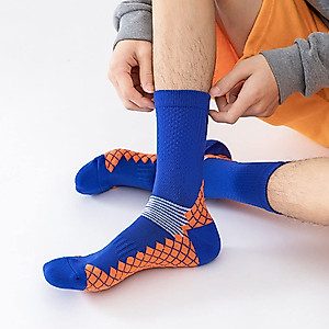 YWSLRC Mens Athletic Socks Elite Basketball Socks-Performance Thick Cushioned Sport Training Running Compression Crew Sock (Multicolor)