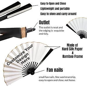 Custom Folding Fans with Your Photo Personalized Handheld Fans with Bamboo Frames for Dancing Cosplay Wedding Party Props Decoration 10.6 inches Red