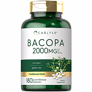 Carlyle Bacopa Monnieri Capsules | 180 Capsules | Gluten Free Supplement