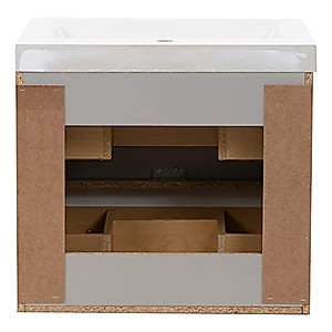 Spring Mill Cabinets Innes 24 Inch Floating Bathroom Vanity with White Single Sink Top, 2 Soft-Close Drawers, 24.5" W x 18.75" D x 22.25" H, Gray