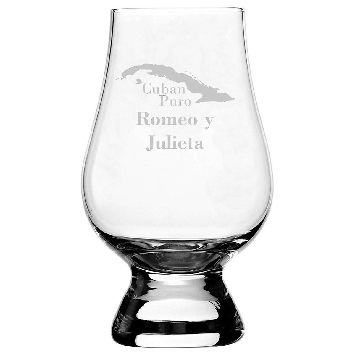Romeo y Julieta Cuban Cigar Themed Etched Crystal Whisky Glass Compatible with The Glencairn Glass Accessories