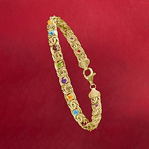Ross-Simons 3.40 ct. t.w. Multi-Stone Byzantine Bracelet in 14kt Yellow Gold. 7 inches