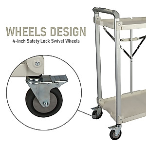 Olympia Tools 89-363 Pack N Roll Collapsible Service Cart, XL, 200LB Capacity, White, 2-Layers