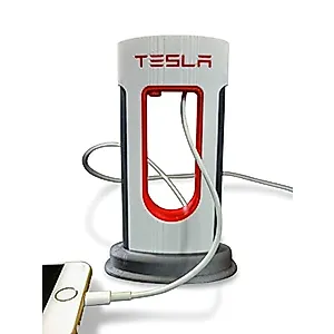 Desktop Supercharger Replica Charging Station, Supercharger Station - Fits USB-C Cables for Android and iPhone (Red)