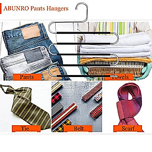 S-Shape Pants Hangers Space Saving Trousers Hangers 4 Pack, 5 Layer Stainless Steel S-Shape Trousers Hangers