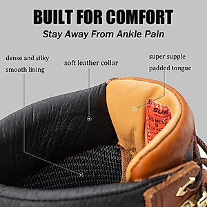 SUREWAY 6” Mens Heavy Duty Steel/Composite/Soft Toe Work Boots for Men,Goodyear Welt,Extremely Comfortable Durable Proved,Superior Oil/Slip Resistant,Thicker Leather,Wedge Sole,Moc Toe Work