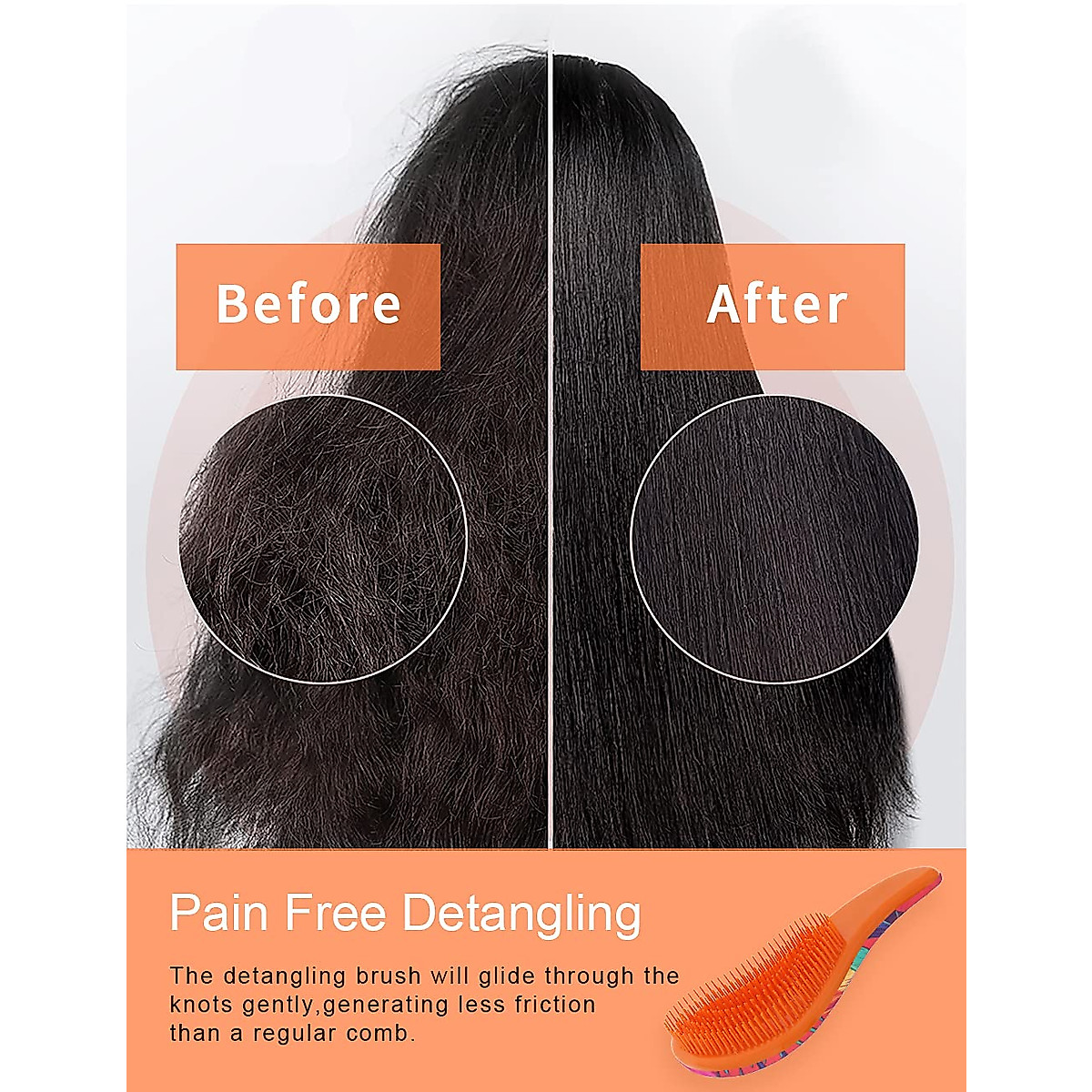 Detangling Hairbrush and Comb Set - Detangling Brush for Wet, Dry, Curly, Women & Kids Hair with Wide Tooth Comb and 3 Alligator Styling Sectioning Clips of Professional Hair Salon Quality (Tropica Plants)