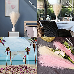 EVODIS Faux Pampas Grass, 18"/45cm Artificial Pampas Grass Fluffy 6 Stem pompous Grass Flower Arrangement for Boho Home Wedding Decoration (Pink)