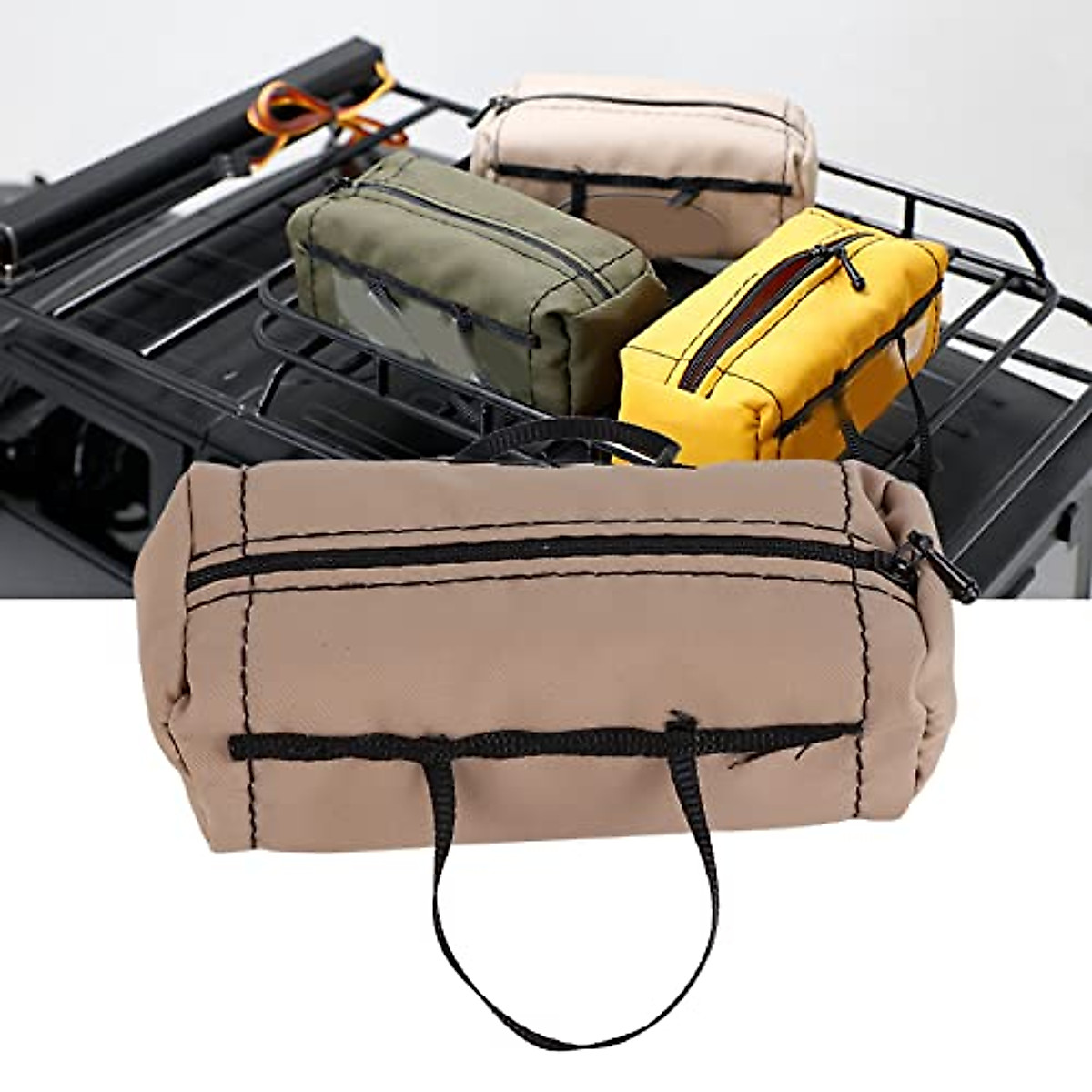 EVGATSAUTO RC Car Luggage Carry Bag, RC Mini Luggage Bag Cloth Easy to Use for Decoration (Khaki)