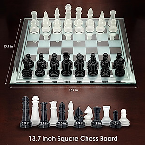 Avant-Garde Black Frosted Glass Chess Set with Mirror Board