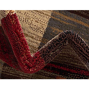 Unique Loom Barista Collection Modern, Rustic, Geometric, Squares, Urban, Warm Colors Area Rug, 2' 2" x 6' 0", Multi/Beige