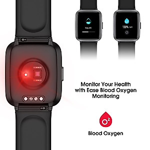 EURANS Smart Watch 41mm, Full Touchscreen Smartwatch, Fitness Tracker with Heart Rate Monitor & SpO2, 50 Meters Waterproof Pedometer Watch for Women Men Compatible with iOS & Android Phones