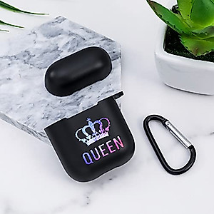 Fuguan King Queen Protective Silicone Case with Carabiner, Carrying Case for 1/2 Charging Case( 2 Kit 1)