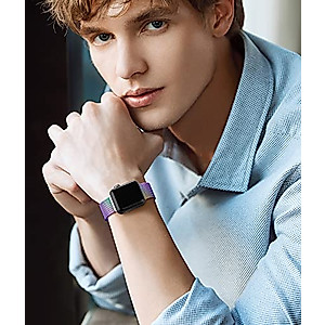 Rabini Metal Magnetic Band Compatible with Apple Watch 38mm 40mm 41mm 42mm 44mm 45mm 49mm, Rainbow Stainless Steel Mesh Loop Bands for iWatch SE Ultra Series 8 7 6 5 4 3 2 1 Women Men, Multicolor