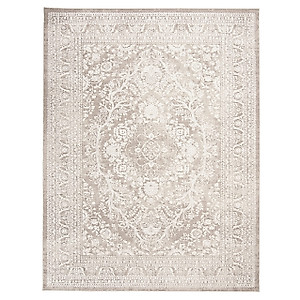 SAFAVIEH Reflection Collection Area Rug - 9' x 12', Beige & Cream, Boho Tribal Distressed Design, Non-Shedding & Easy Care, Ideal for High Traffic Areas in Living Room, Bedroom (RFT668A)
