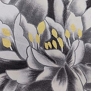 Lacomfy Modern Rug 4Ft Flower Rug Circle Bathroom Rug Floral Bedroom Carpet Round Rural Accent Rug Soft Peony Flower Farmhouse Floor Mat Laundry Mat for Indoor Home Decor Nonskid Washable Rug, Grey