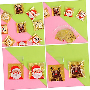 Cabilock 400pcs Baking Plastic Self-adhesive Bag Self Adhesive Biscuit Bag Christmas Treat Bags Cookie Gift Bags Plastic Packaging Bags Bake Bag Candy Bag Cookie Bag Elder or Baking Bag Red