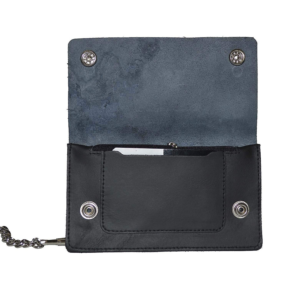 Leatherboss Genuine Leather Men Trifold Eagle Biker Chain Wallet Credit Card Holder for Motorcycle Bikers Truckers