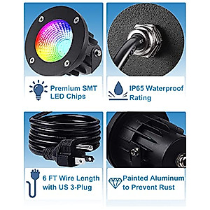 LCARED Landscape Lighting 18W RGBW LED Spotlights, Color Changing Lights with Remote Control 120V RGB Waterproof Flood Spot for Yard Garden Path Patio Tree (2 Pack), Black