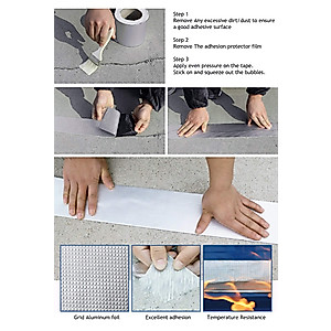 ROSEROSA Professional Waterproof Butyl Rubber Tape External Aluminium Foil Suitable for Roof Leak, Surface Crack, Window Sill Gap, Pipe Rupture, Boat Sealing, Etc (5cm X 5meter)